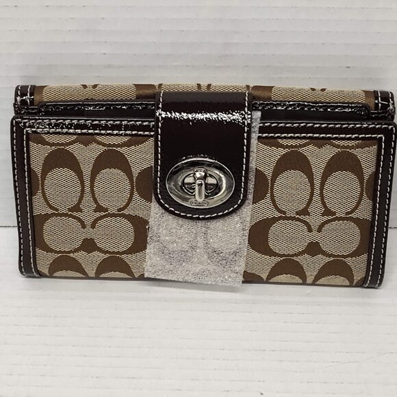 Coach | Bags | Coach Wallet F4363 Coach Signature Turnlock Mahogany ...